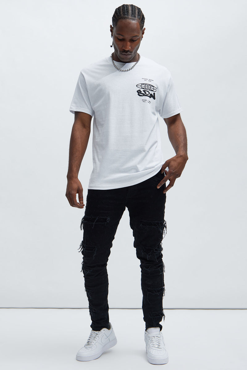 SZN Stacked Short Sleeve Tee - White | Fashion Nova, Mens Graphic Tees ...