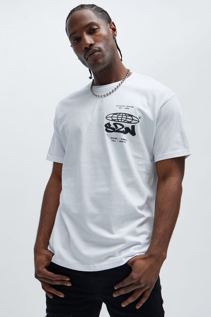 SZN Stacked Short Sleeve Tee - White | Fashion Nova, Mens Graphic Tees ...