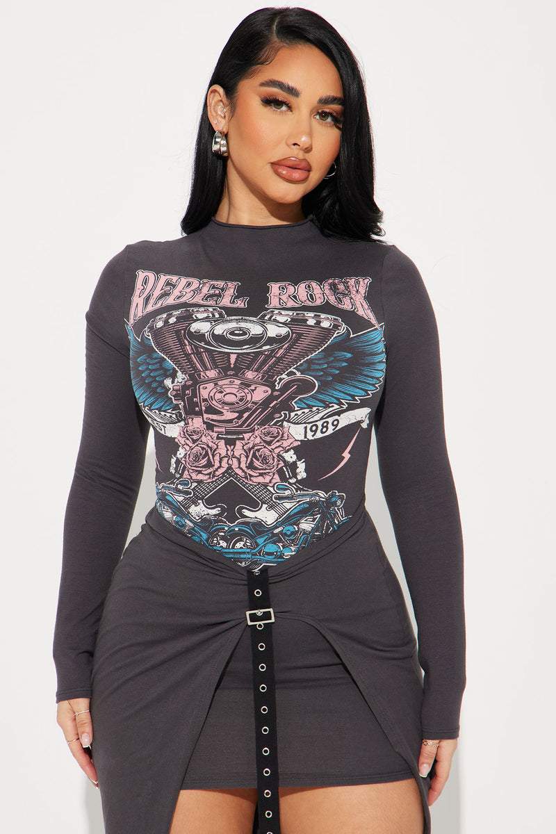 Rebel Rock Era Midi Dress - Charcoal | Fashion Nova, Dresses | Fashion Nova