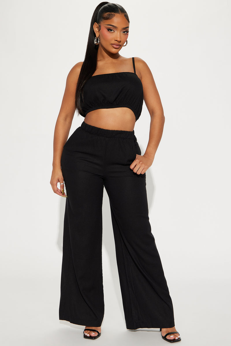 Always Living Linen Pant Set - Black | Fashion Nova, Matching Sets ...