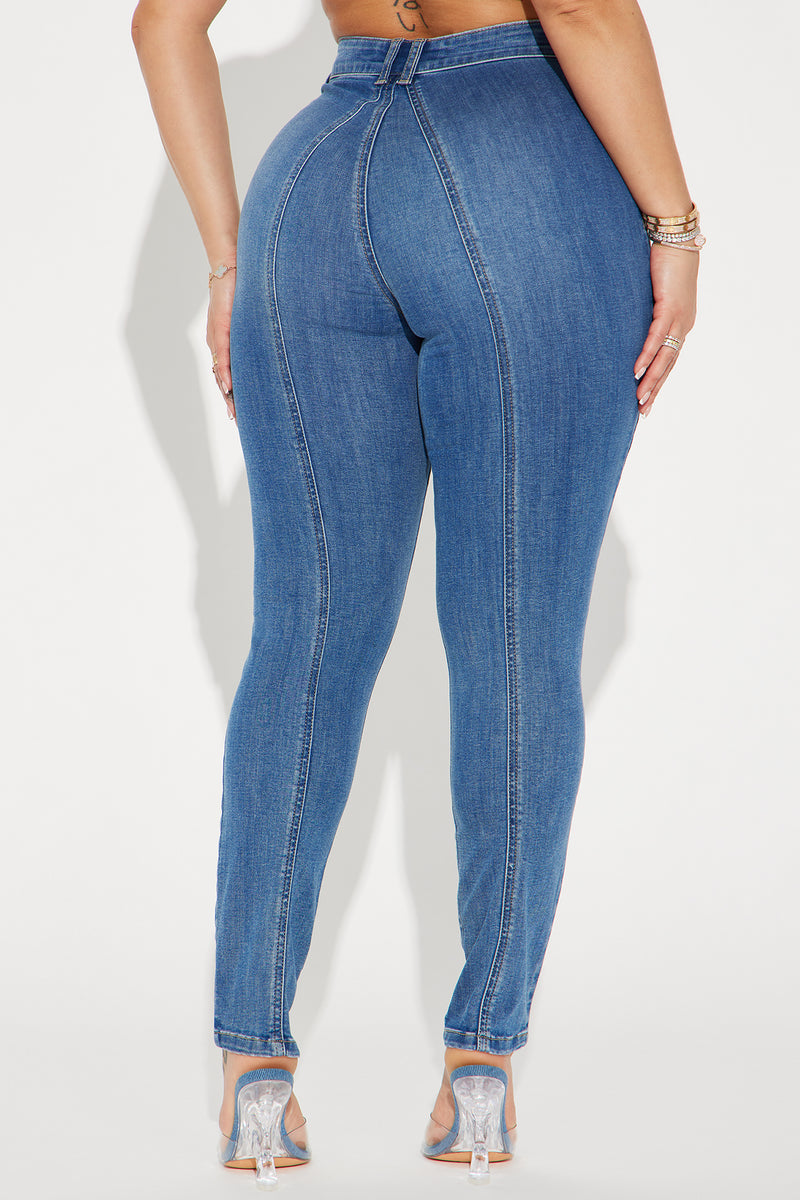 Bounce Back Stretch Moto Skinny Jeans - Medium Wash | Fashion Nova ...