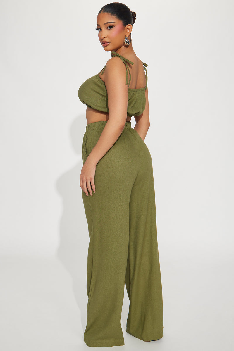 Always Living Linen Pant Set - Olive | Fashion Nova, Matching Sets ...