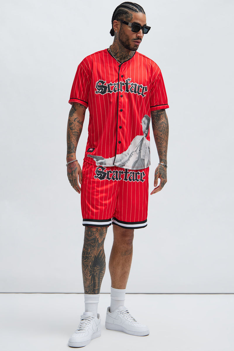 Scarface Pinstripe Shorts - Red | Fashion Nova, Mens NonDenim Shorts ...