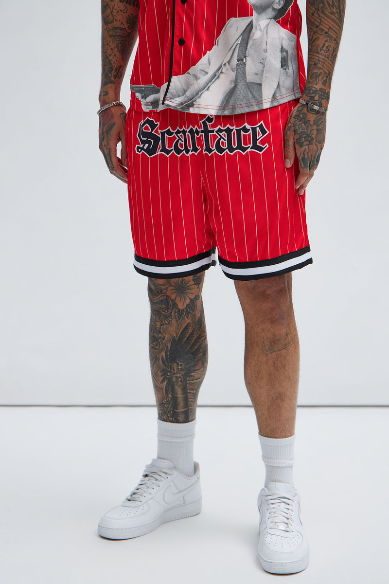 Scarface Pinstripe Shorts - Red | Fashion Nova, Mens NonDenim Shorts ...