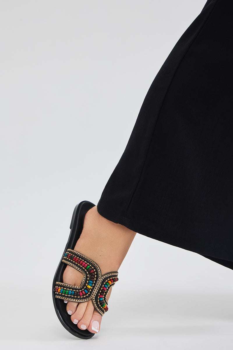 Tropical Escape Flat Sandals - Black | Fashion Nova, Shoes | Fashion Nova