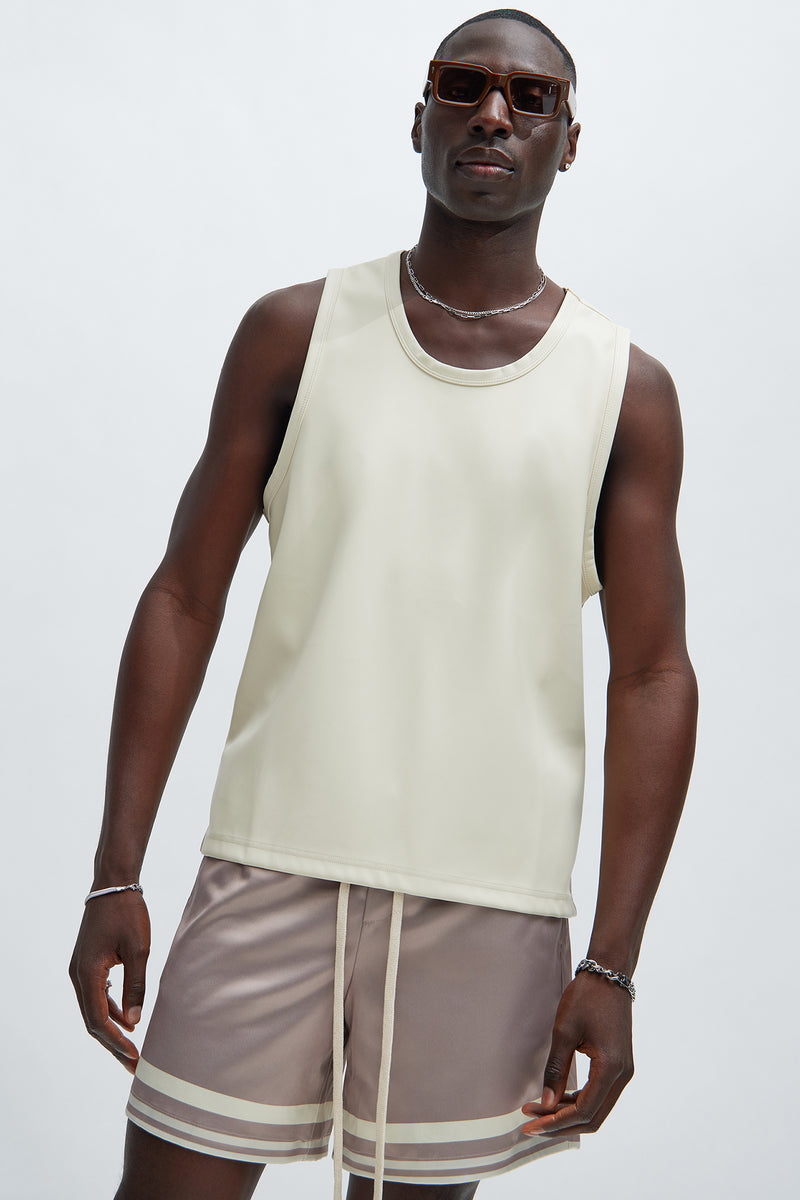 Erickson Faux Leather Tank - Off White | Fashion Nova, Mens Tees ...