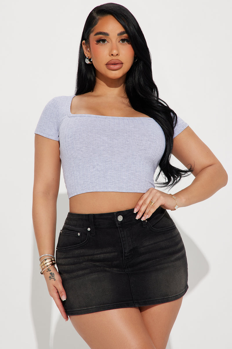 Dana Square Neck Tee - Heather Grey | Fashion Nova, Basic Tops ...
