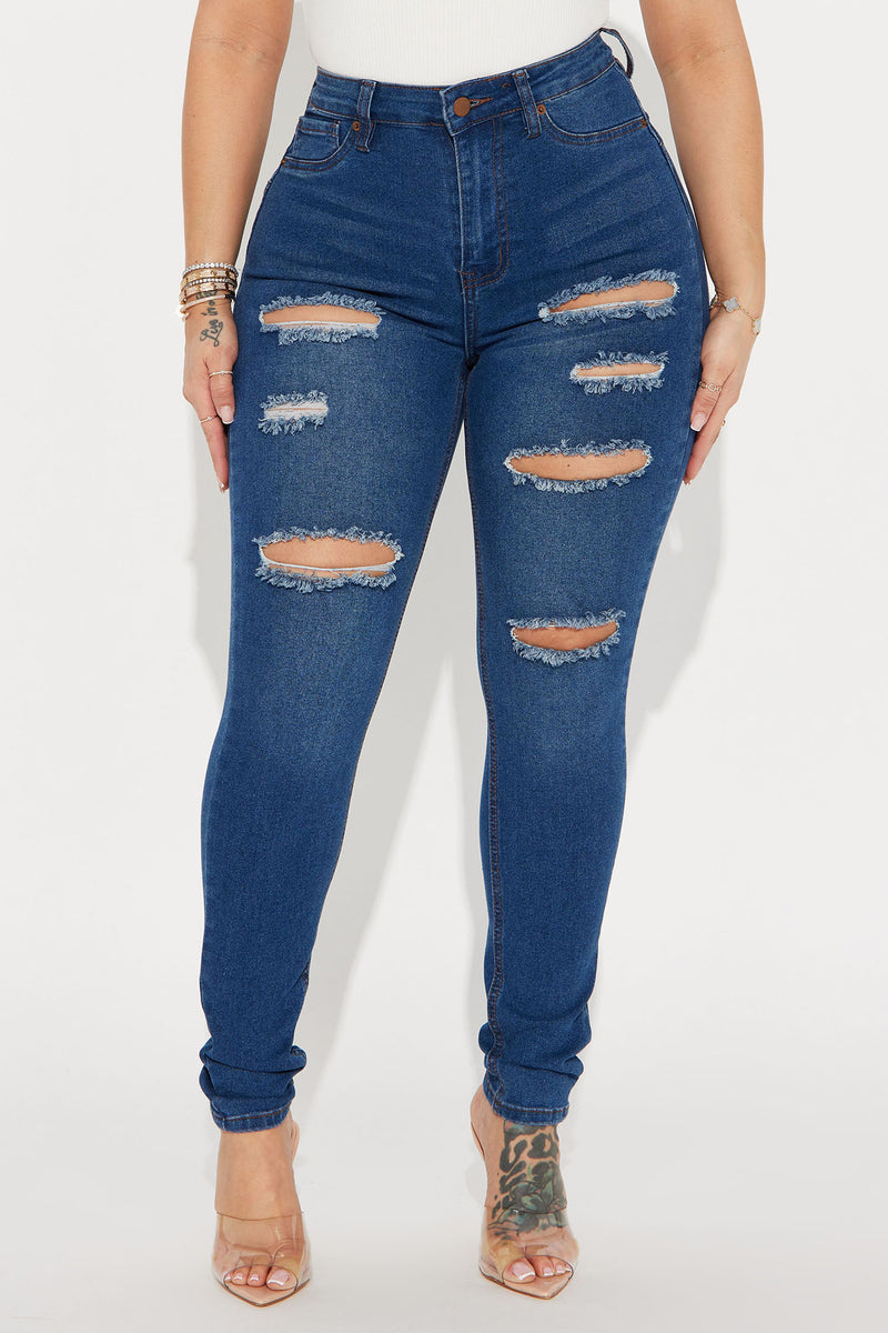 Back It Up Ripped Booty Lifting Stretch Skinny Jeans - Dark Wash ...