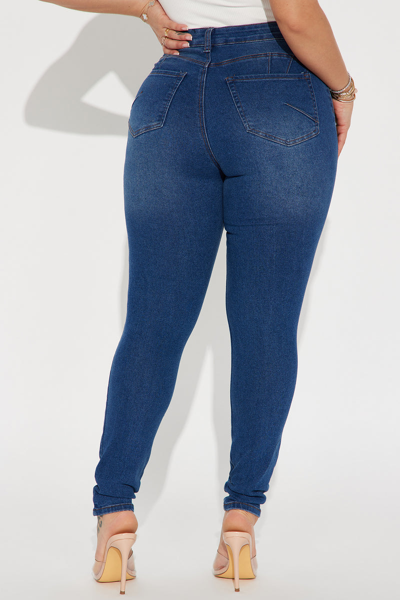 Back It Up Ripped Booty Lifting Stretch Skinny Jeans - Dark Wash ...