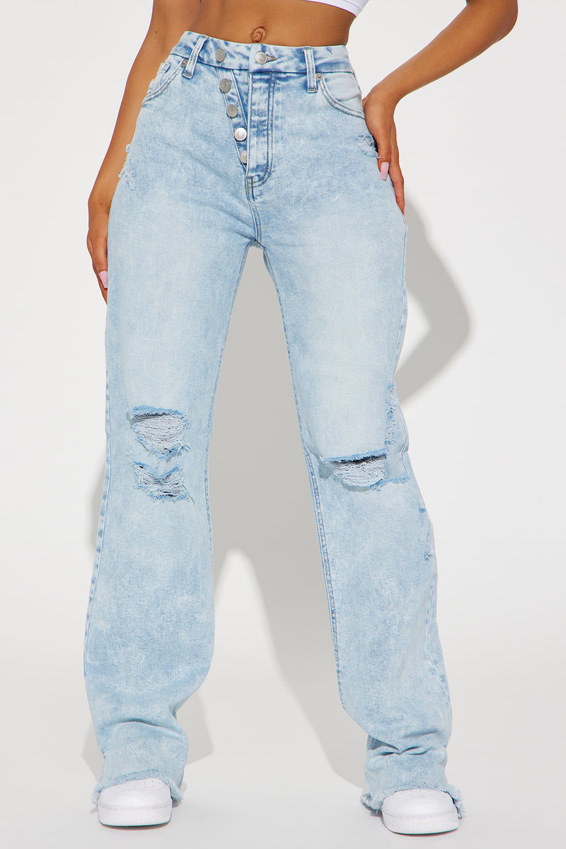 Venecia Two Way Closure Straight Leg Jeans - Light Wash | Fashion Nova ...