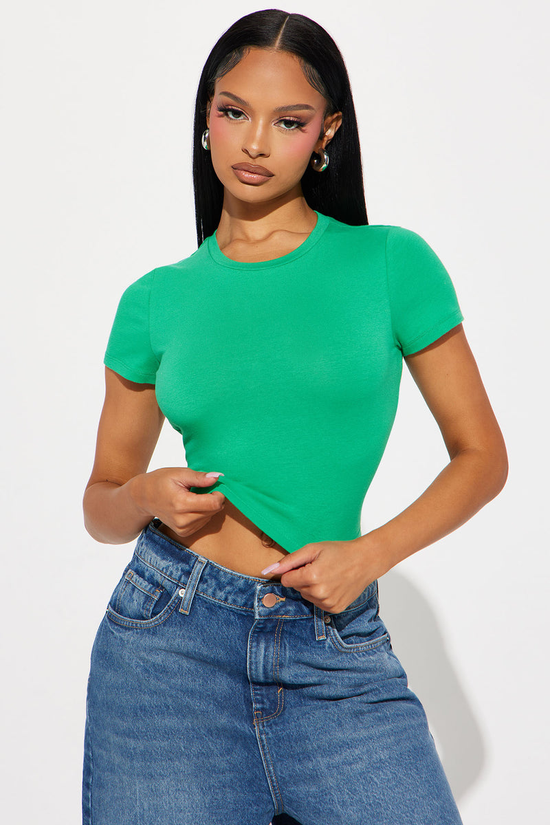 Anna Crew Neck Crop Top - Kelly Green | Fashion Nova, Basic Tops ...