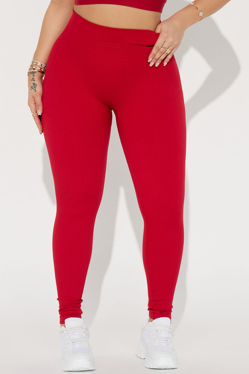Fighter Ribbed Active Legging In Infinity Seamless - Red | Fashion Nova ...