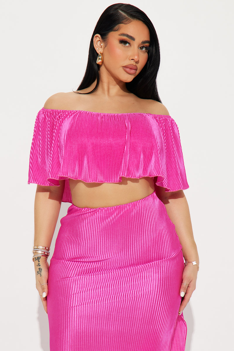 Alisha Plisse Skirt Set - Fuchsia | Fashion Nova, Matching Sets ...