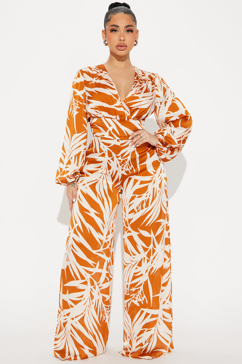 Vacay Desires Satin Jumpsuit - Rust/combo | Fashion Nova, Jumpsuits ...