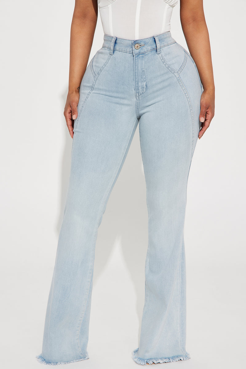 Giving You A Chance Stretch Flare Jeans - Light Wash | Fashion Nova ...