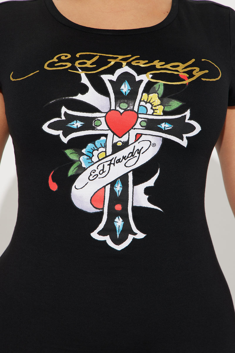 Ed Hardy Cross T Shirt Mini Dress - Black | Fashion Nova, Dresses ...