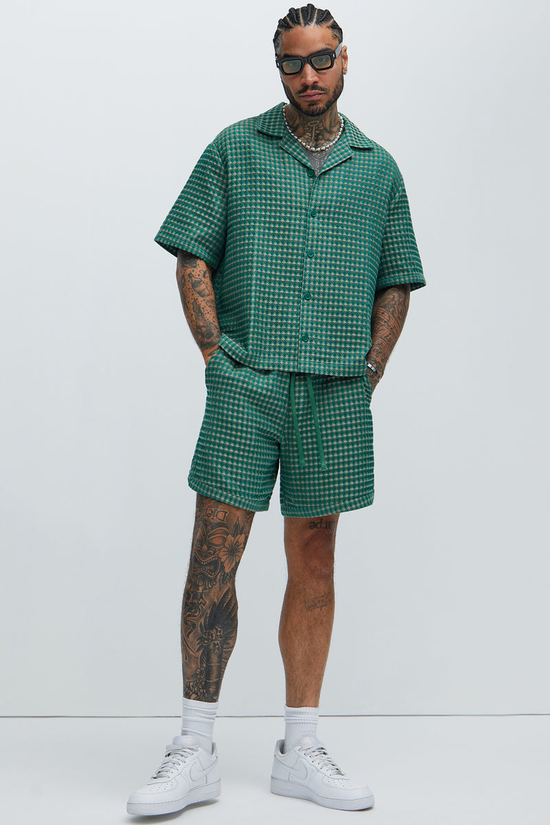 Dimensional Textured Button Up Shirt - Green/combo | Fashion Nova, Mens ...