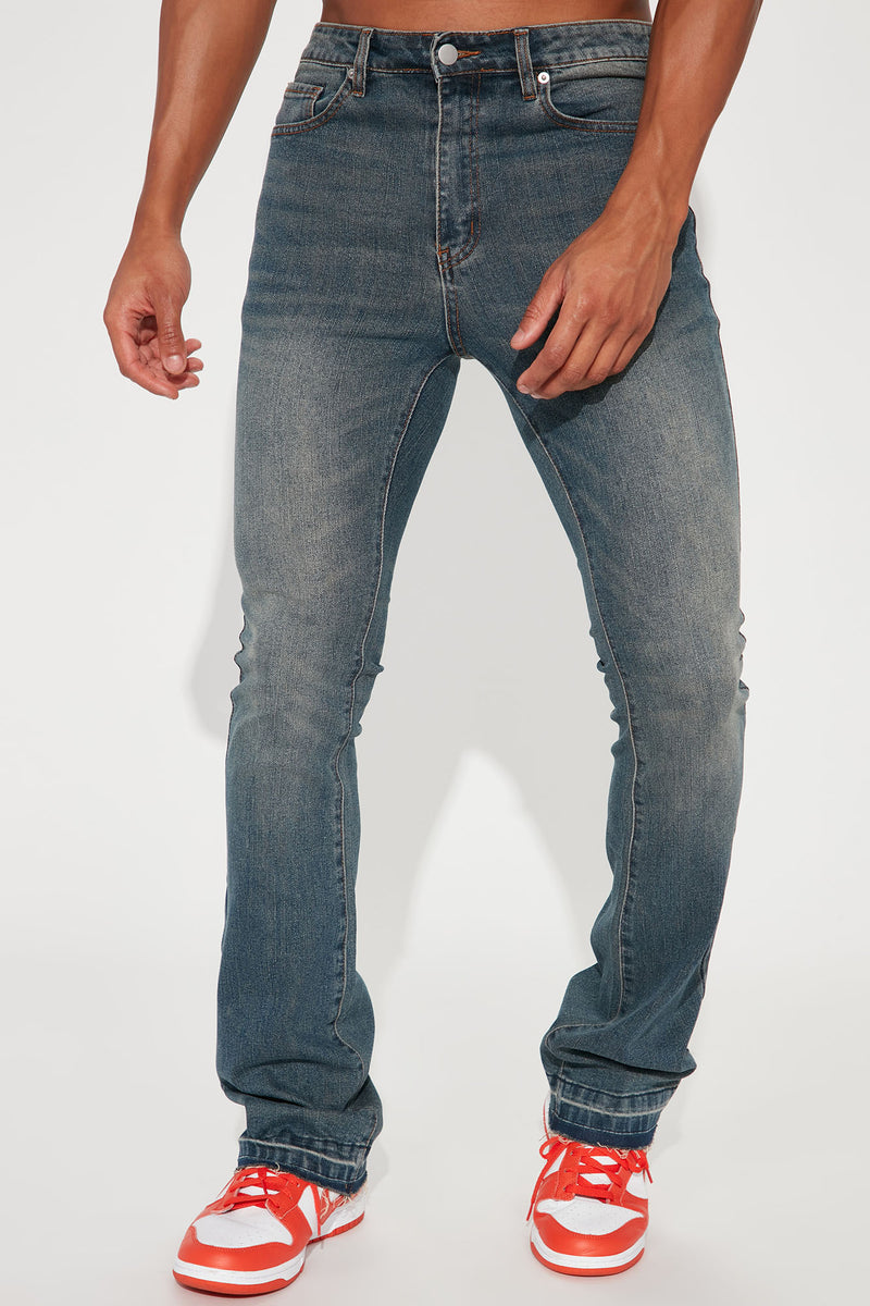 Cornell Stacked Skinny Flare Jeans - Vintage Blue Wash | Fashion Nova ...