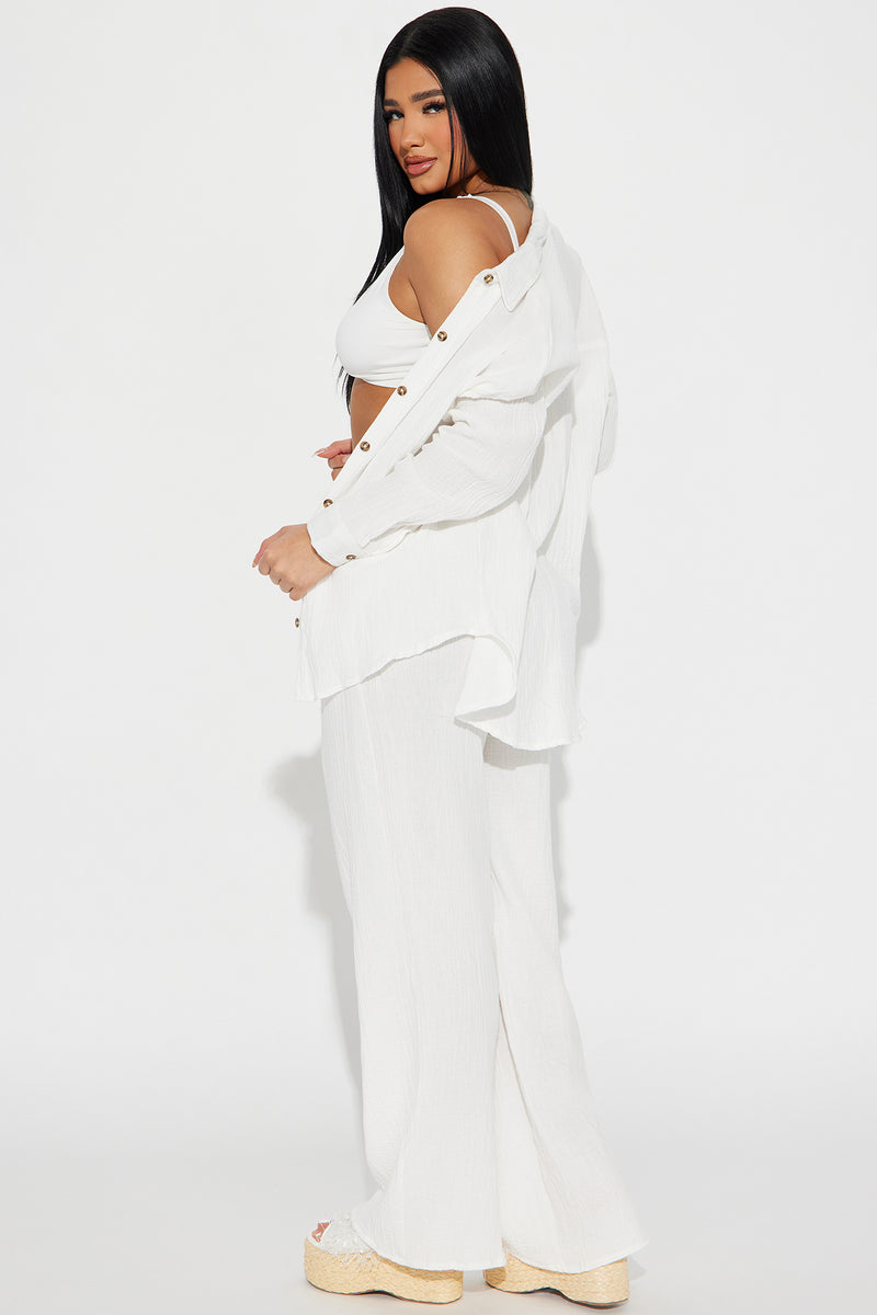 Gigi Gauze Pant Set - White | Fashion Nova, Matching Sets | Fashion Nova