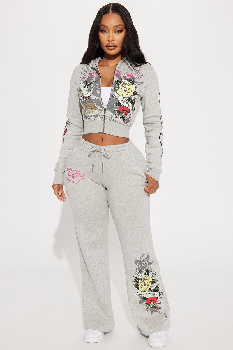 Ed Hardy Rose And Sword Sweatpant - Heather Grey | Fashion Nova ...