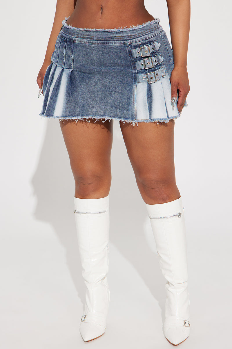 Aleza Pleated Denim Micro Mini Skirt - Medium Wash | Fashion Nova, Skirts | Fashion Nova