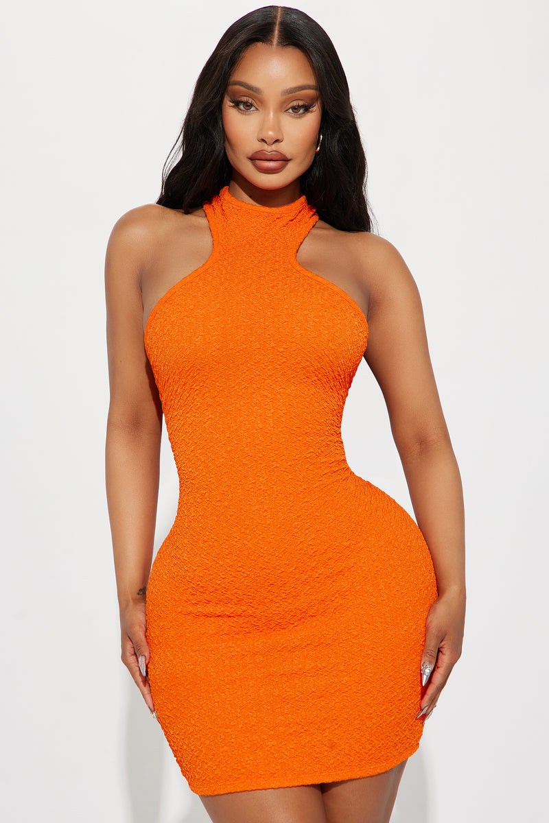 Mia Textured Mini Dress Orange Fashion Nova Dresses Fashion Nova