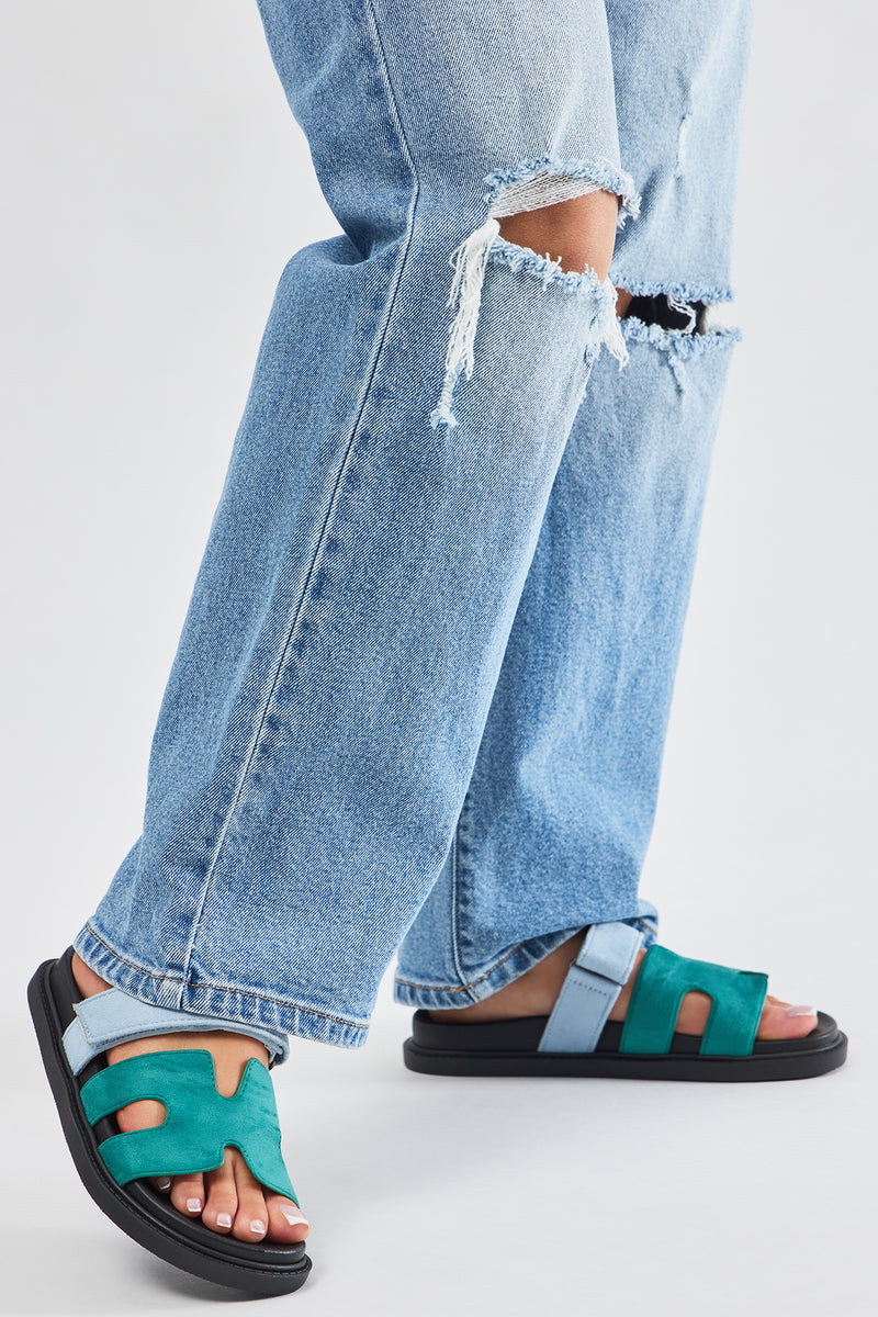 Agnes Flat Sandals - Green/combo | Fashion Nova, Shoes | Fashion Nova