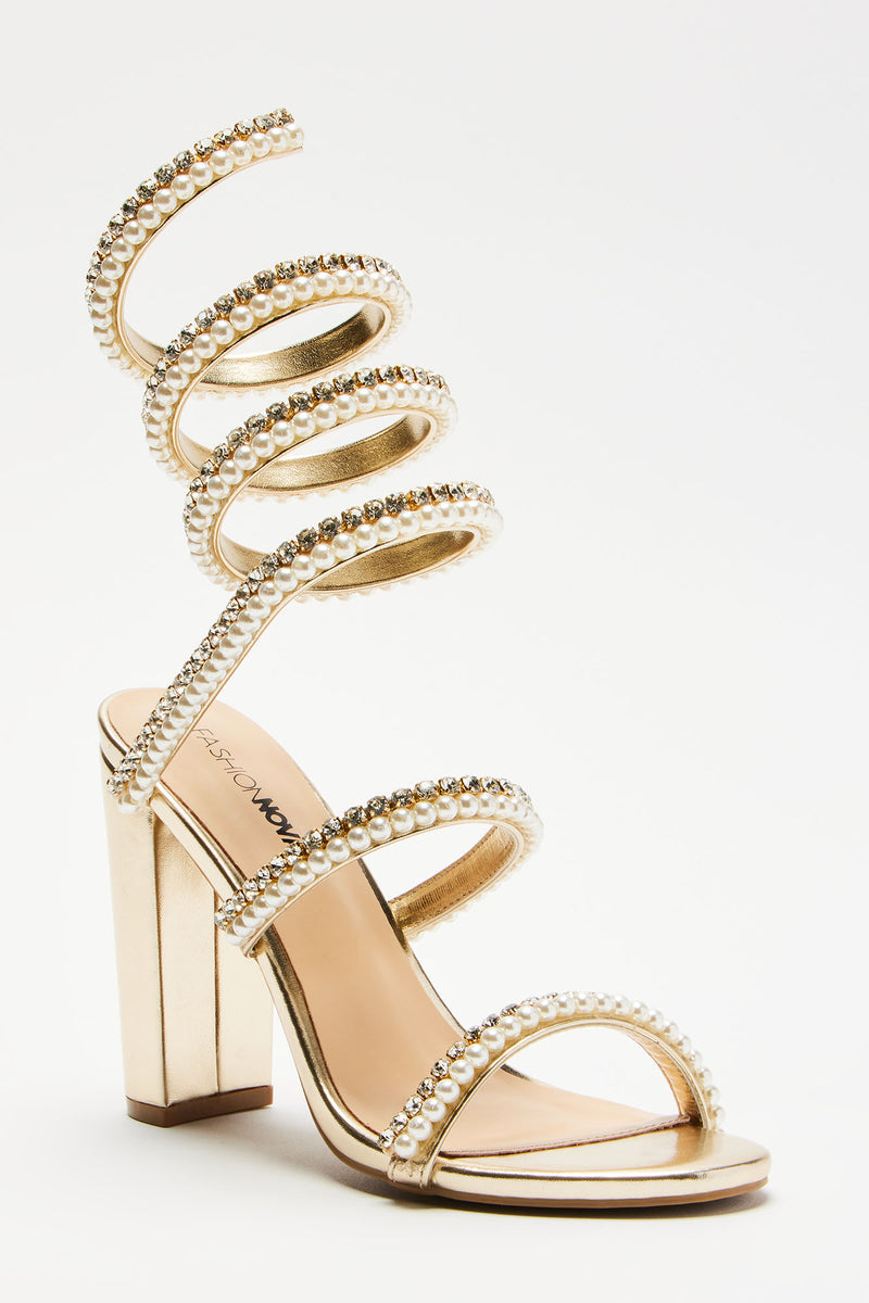 Xenia Pearl Wrap Up Heels - Gold | Fashion Nova, Shoes | Fashion Nova