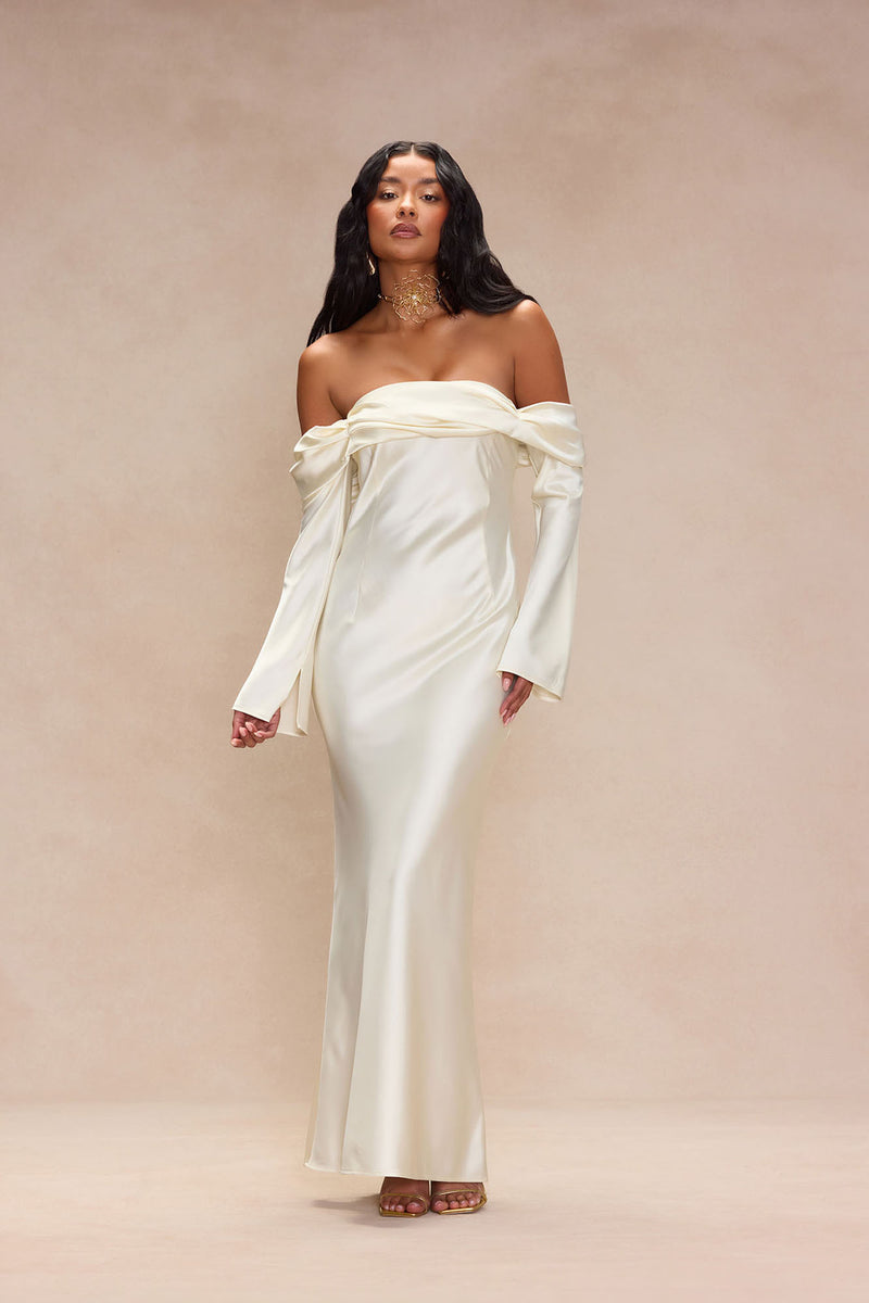 Amandine Satin Maxi Dress - Cream | Fashion Nova, Dresses | Fashion Nova