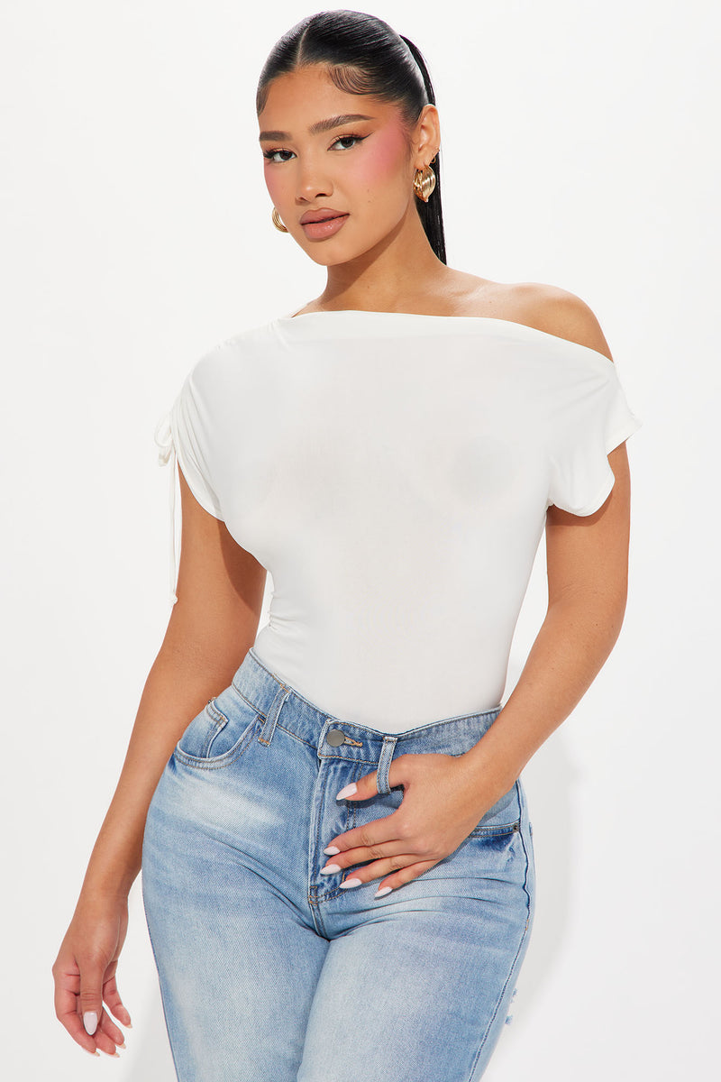 Julianne Off Shoulder Bodysuit Ivory Fashion Nova Bodysuits