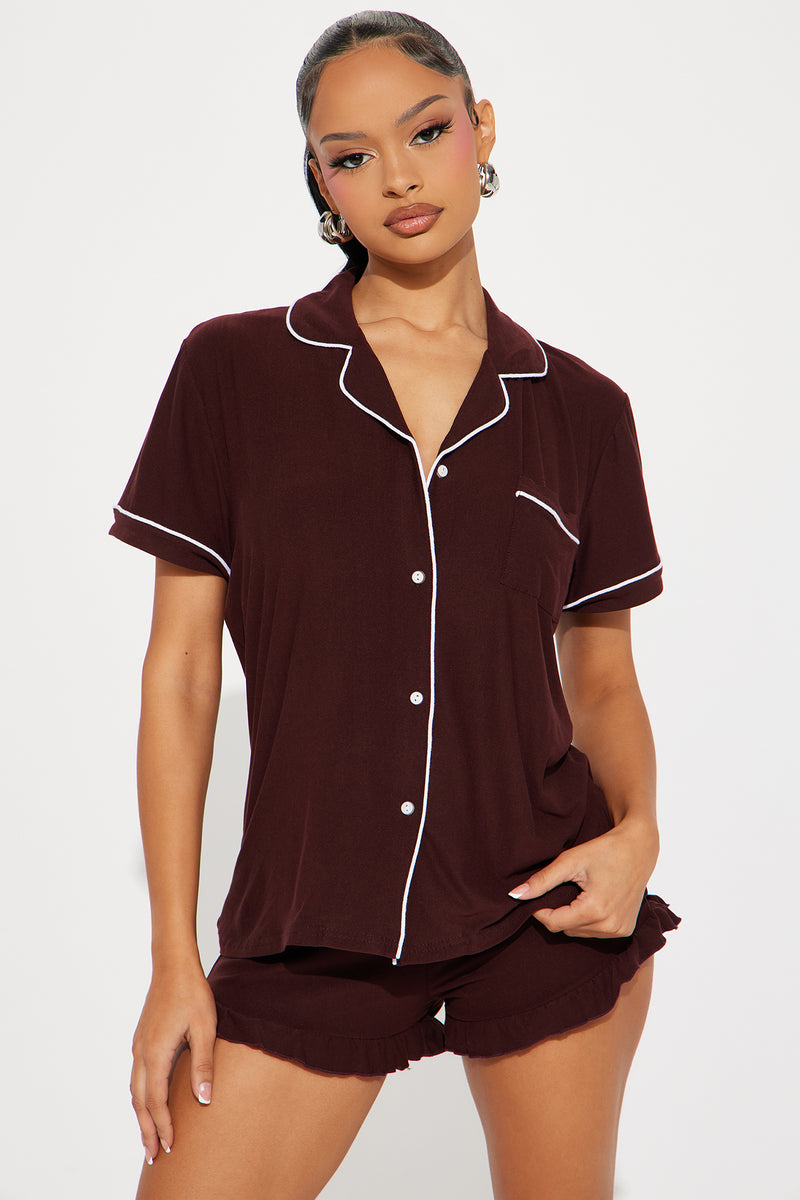 Nighttime Cuddles PJ Short Set - Chocolate | Fashion Nova, Lingerie ...