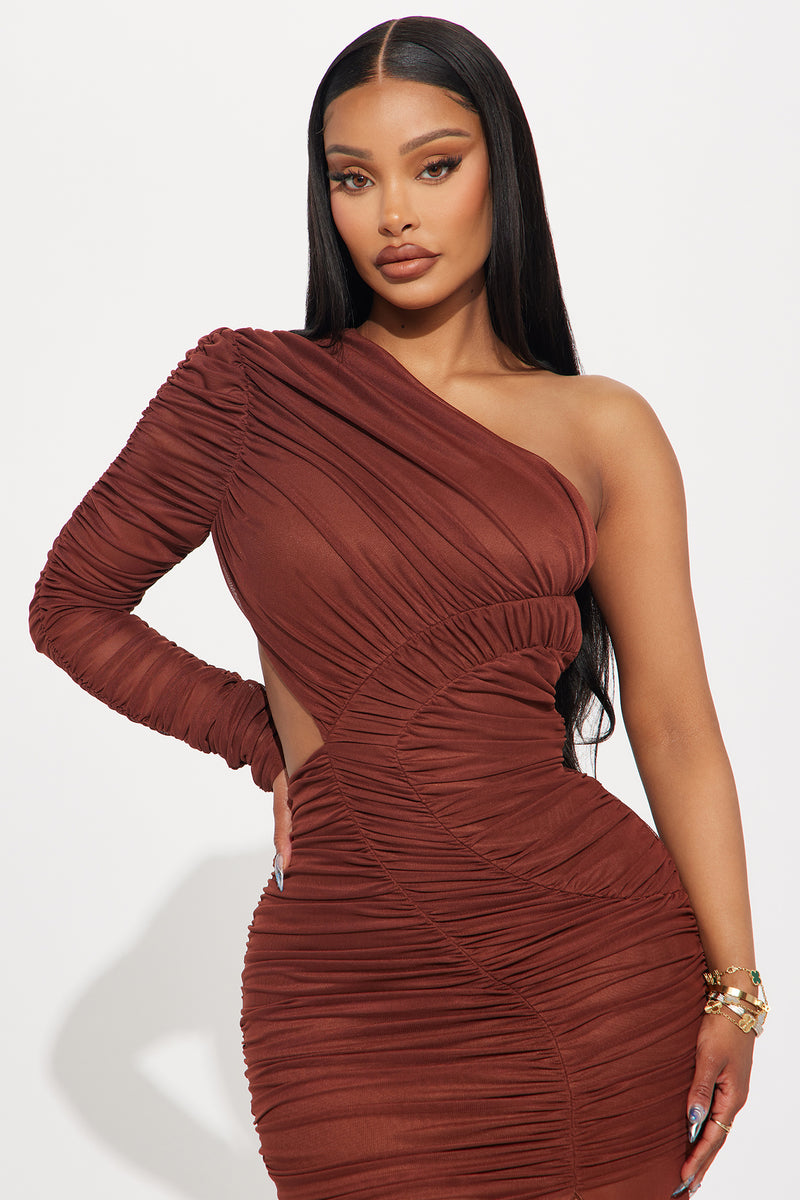 Arielle Mesh Midi Dress - Brown | Fashion Nova, Dresses | Fashion Nova