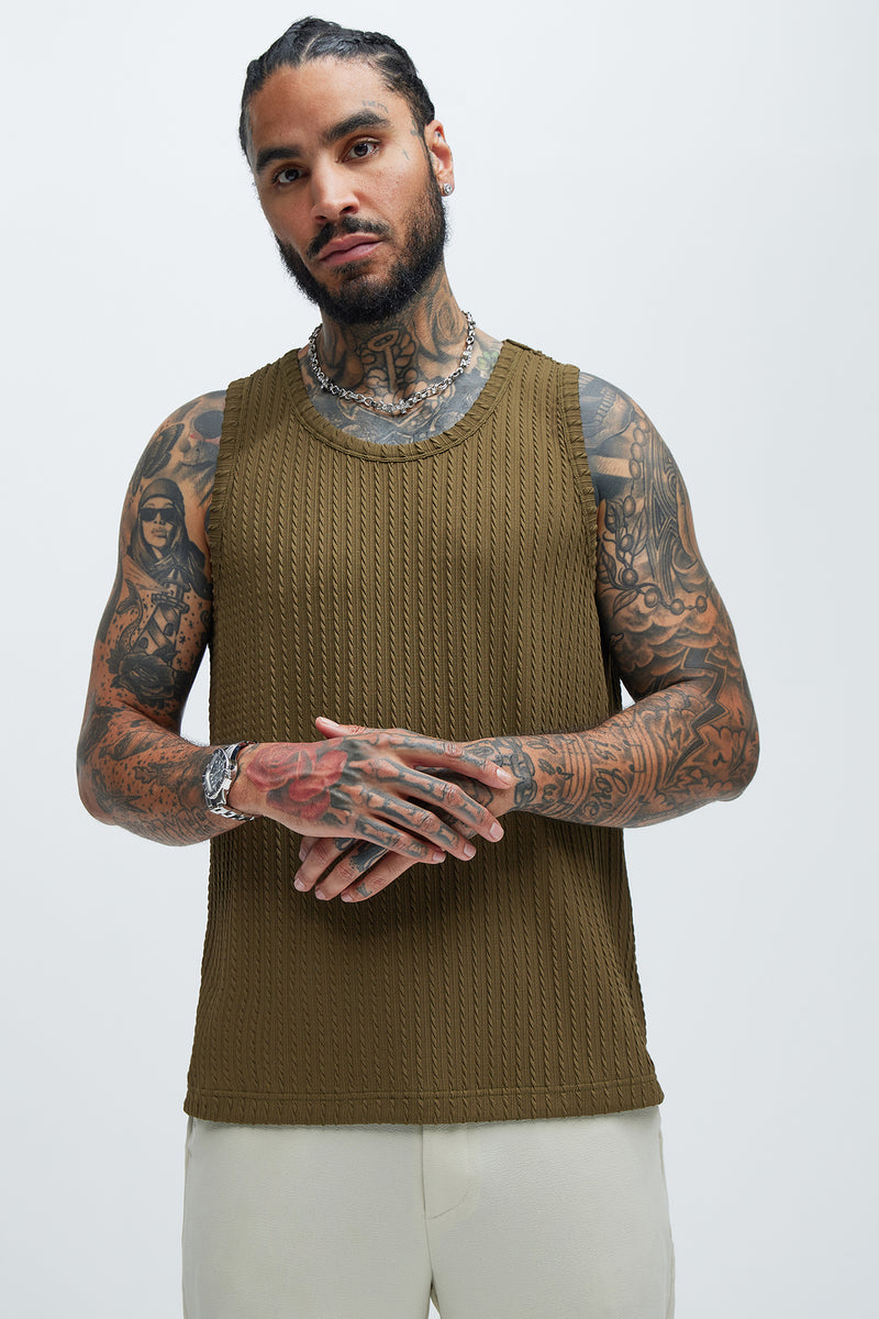 Rope Textured Tank - Olive | Fashion Nova, Mens Tees & Tanks | Fashion Nova