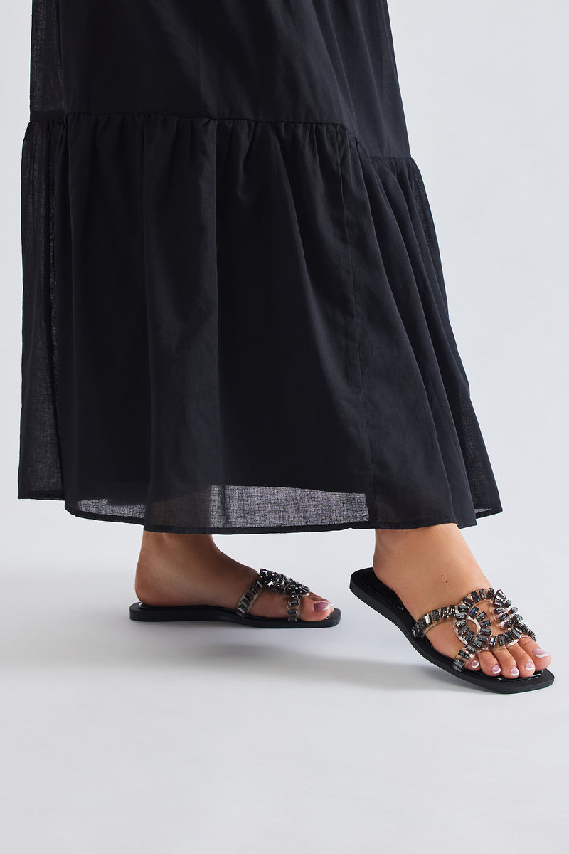 Insta Worthy Embellished Flat Sandals - Black | Fashion Nova, Shoes ...