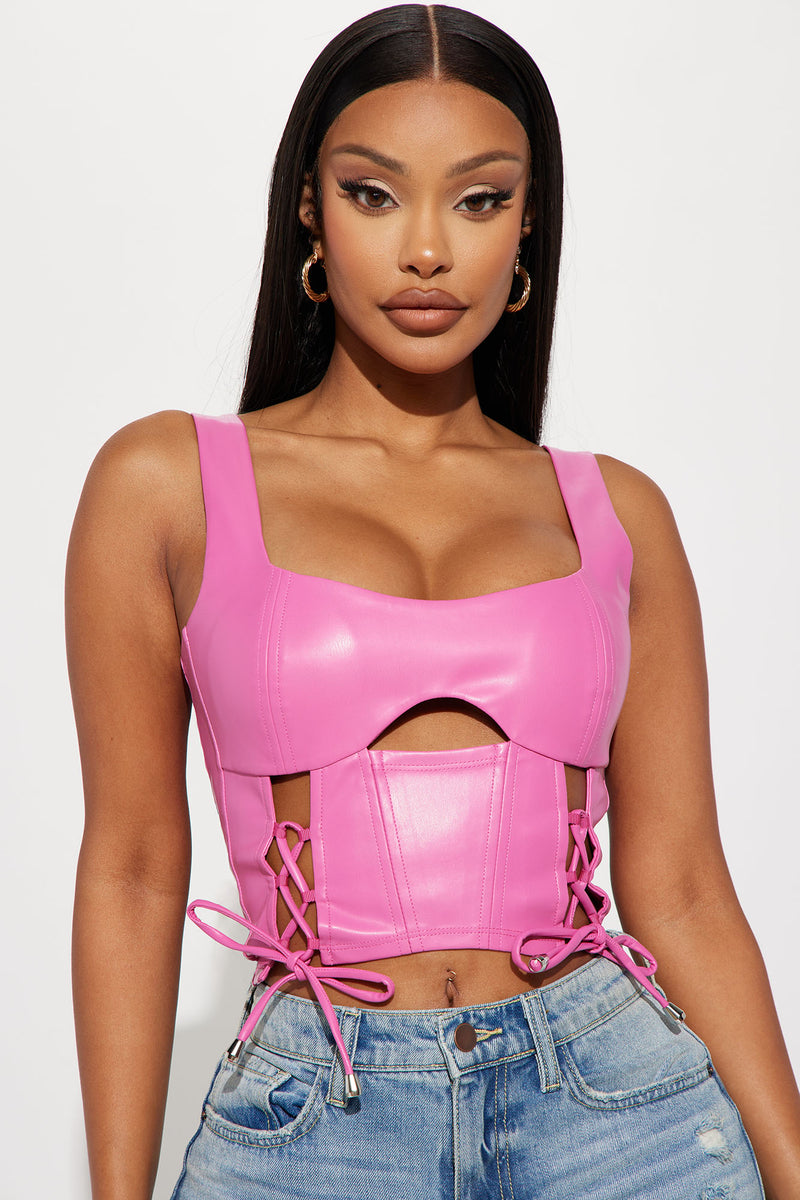 Lexi PU Corset Top - Pink | Fashion Nova, Knit Tops | Fashion Nova