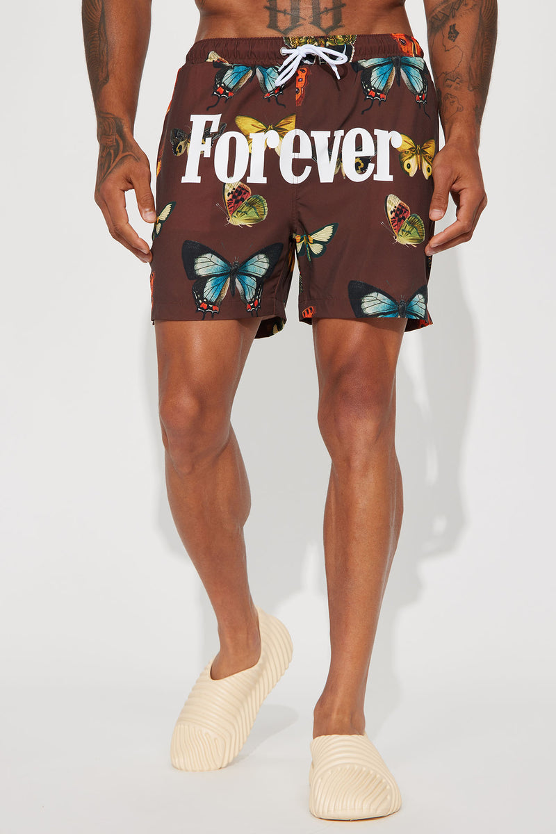 Forever Butterfly Swim Trunk - Brown | Fashion Nova, Mens Swim ...