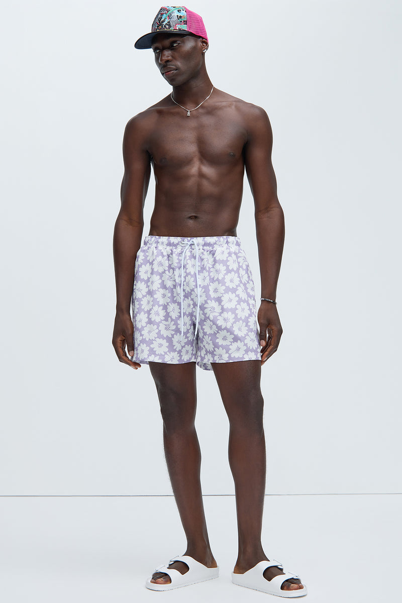 Flower Bloom Swim Trunks - Purple | Fashion Nova, Mens Swim | Fashion Nova
