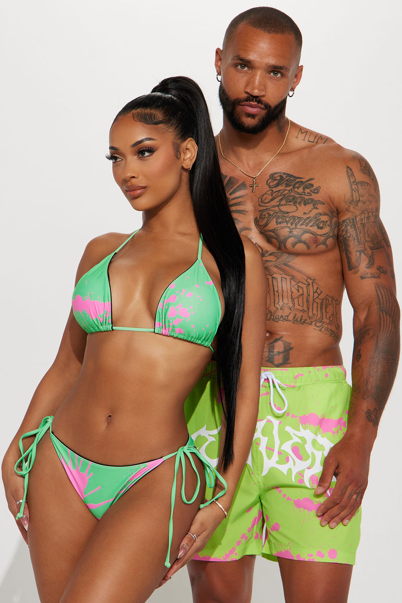Fearless Triangle Tie 2 Piece Bikini - Green/combo | Fashion Nova, Swimwear | Fashion Nova