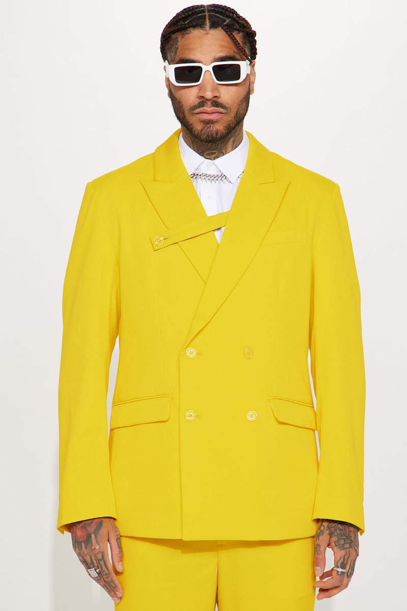 Modern Gabardine Strap Double Breasted Blazer - Yellow | Fashion Nova ...
