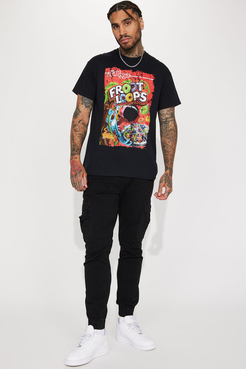Froot Loops Box Cover Short Sleeve Tee - Black | Fashion Nova, Mens Graphic Tees | Fashion Nova