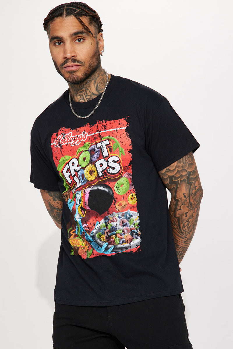 Froot Loops Box Cover Short Sleeve Tee - Black | Fashion Nova, Mens Graphic Tees | Fashion Nova