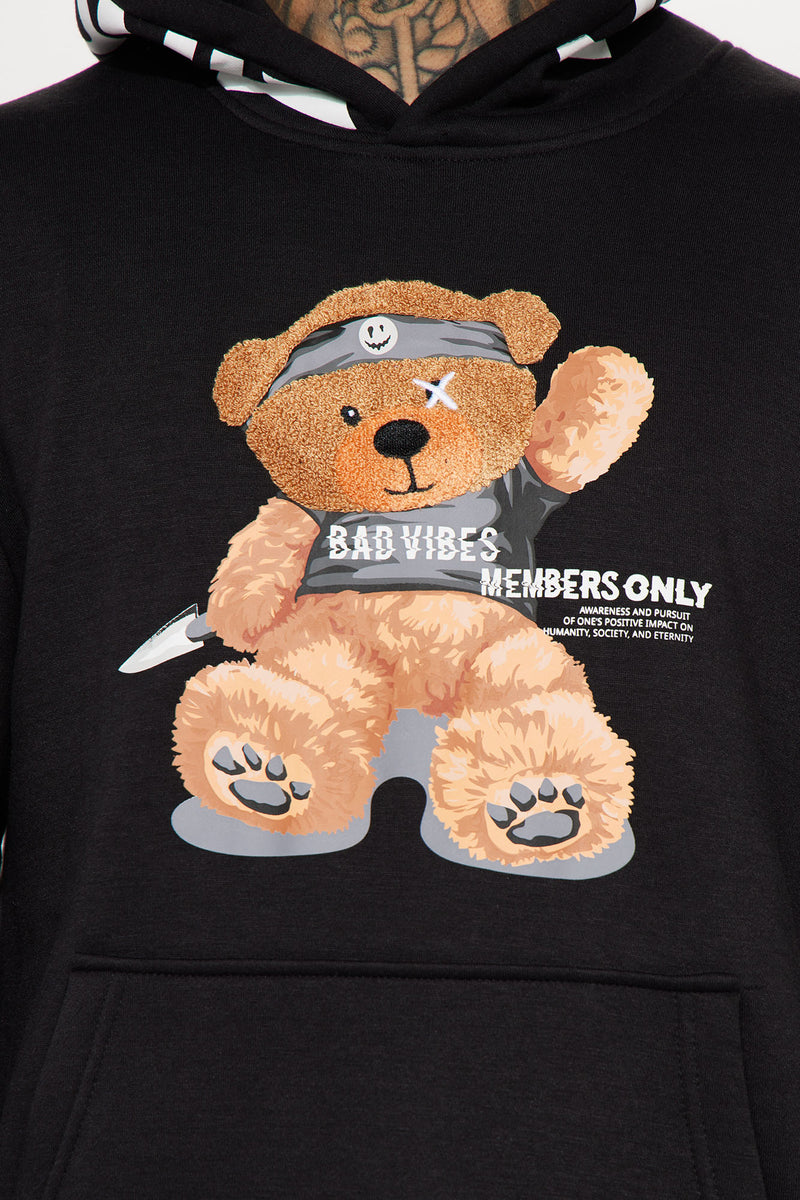 Bad Vibes Teddy Hoodie - Black | Fashion Nova, Mens Fleece Tops ...