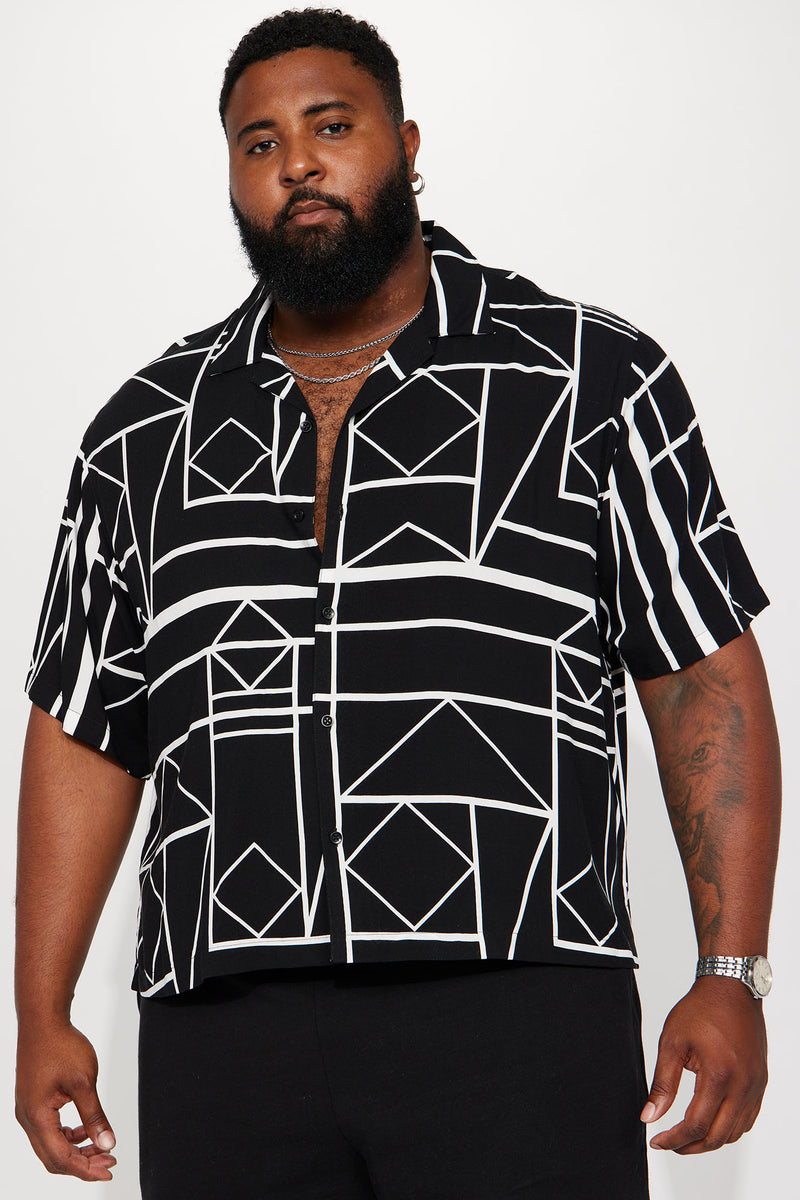Draw The Line Short Sleeve Button Up - Black | Fashion Nova, Mens ...