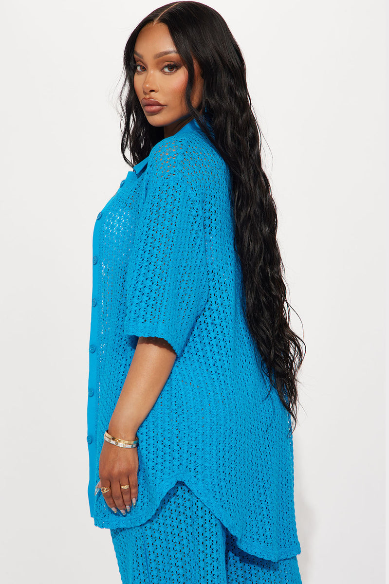 Abby Button Up Swim Cover Up Top - Blue | Fashion Nova, Swimwear ...