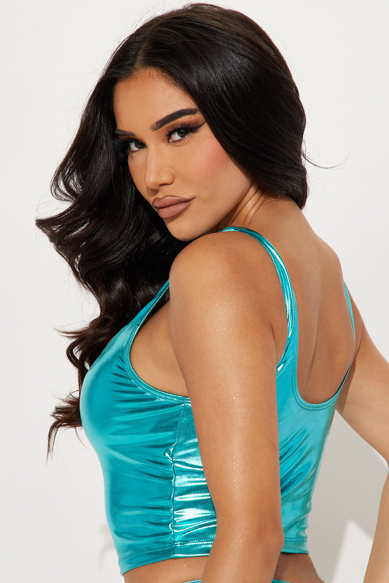 Maui Metallic Tank Bikini Top - Blue | Fashion Nova, Swimwear | Fashion ...