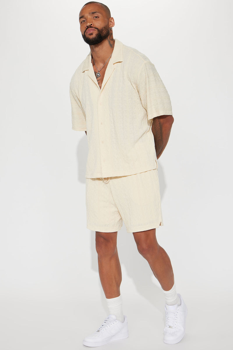 Check My Bank Statement Knit Short Sleeve Button Up - Cream | Fashion ...
