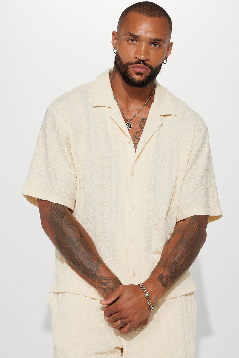 Check My Bank Statement Knit Short Sleeve Button Up - Cream | Fashion ...