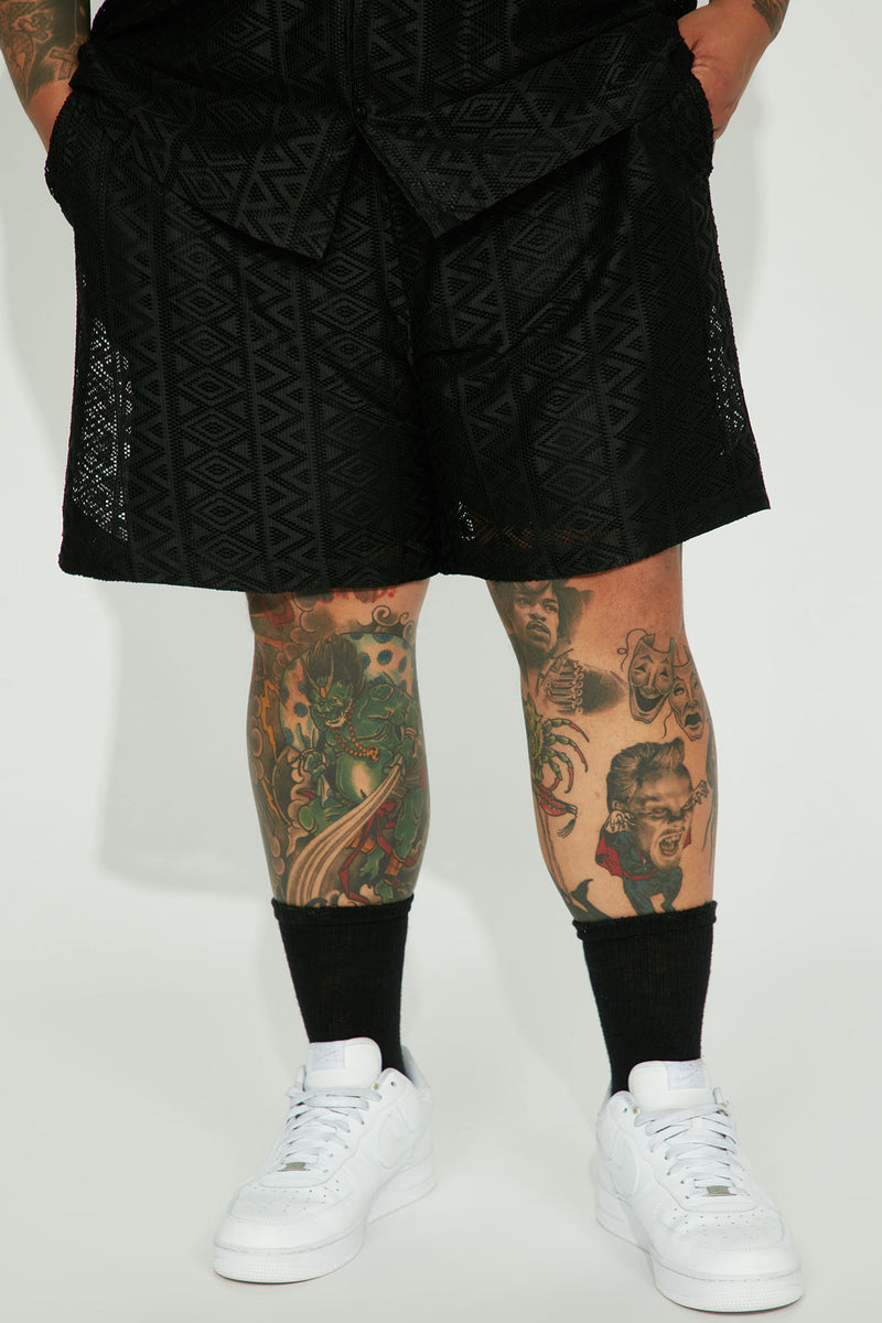 Diagonal Crochet Pattern Shorts - Black | Fashion Nova, Mens Shorts ...