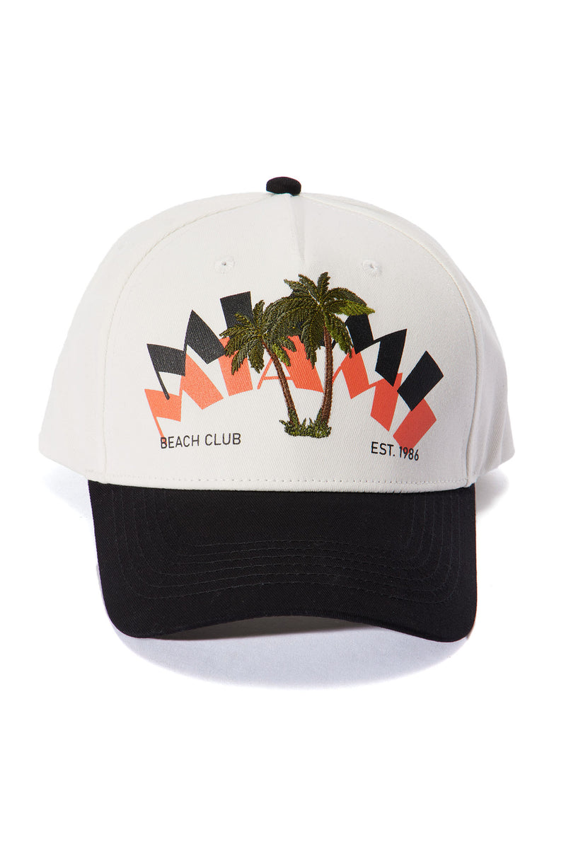 Miami Beach Club Snapback Hat - White/Black | Fashion Nova, Mens ...