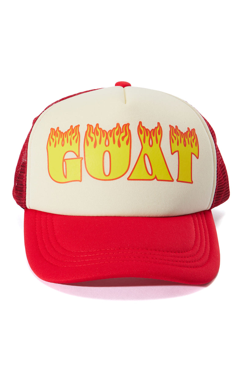 Flaming Goat Trucker Hat - Red/combo | Fashion Nova, Mens Accessories ...
